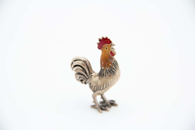Perfectly Shaped Miniature Silver Rooster for sale at Pamono