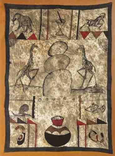 Zimbabwe Artist, Batik Artwork, Painting on Fabric Glued to Wood for ...
