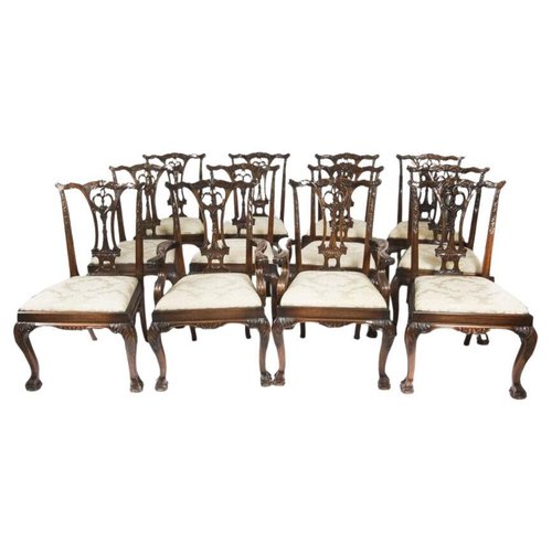 Vintage Chippendale Dining Chairs in Mahogany, 1950, Set of 12 for sale ...