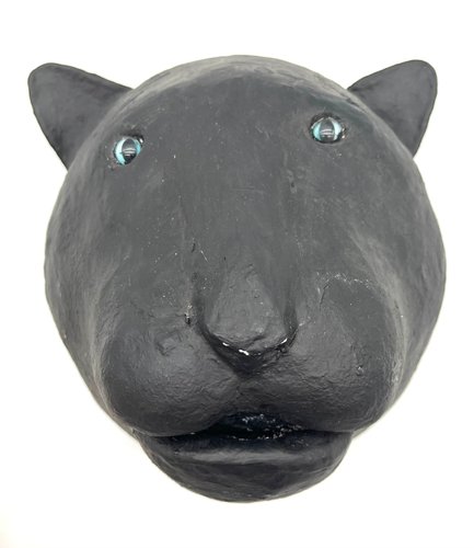 Large Papier-Mâché Wall Sculpture of Panther, 1980s for sale at Pamono