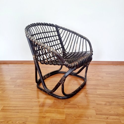 Butaca italiana Mid-Century de bambú y ratán, Italia, años 60 en venta ...