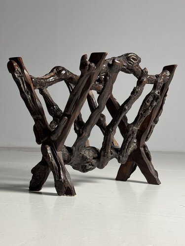 Rustic Magazine Rack in Terracotta Color for sale at Pamono