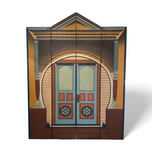 Hand-Painted Indian Portico Style Screen, 1980s for sale at Pamono