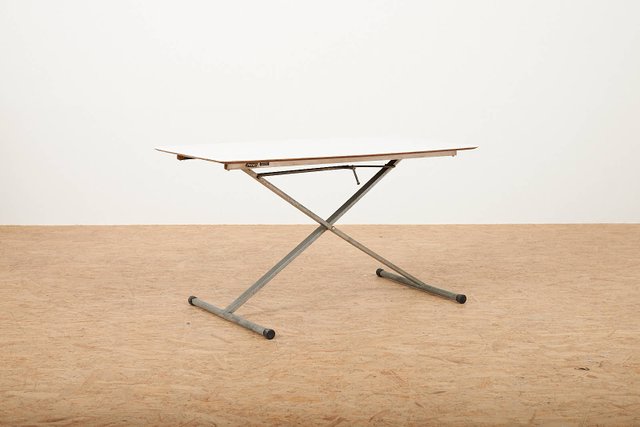 Frego-X Table in Galvanized Metal with Boat-Shaped Tabletop in White ...