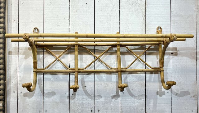Rattan Wall Coat Rack, 1960s for sale at Pamono