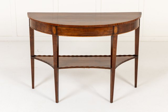 Antique English Yew Demi Lune Side Table, 1700s for sale at Pamono
