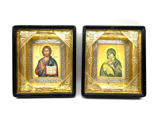 Antique Icons in Gold and Silver, 1890s, Set of 2 for sale at Pamono
