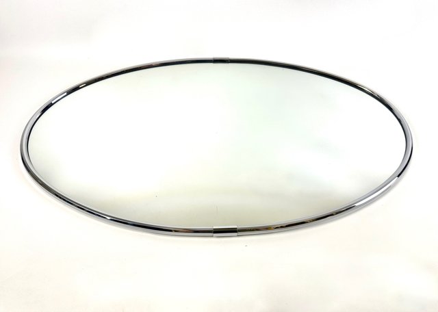 Mid-Century Modern German Nickel-Plated Eliptical Wall Crystal Mirror ...