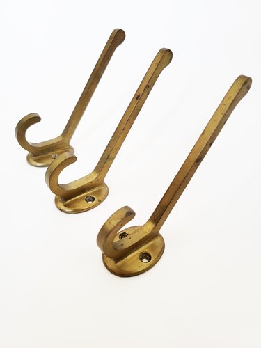 Viennese Art Nouveau Brass Hooks, 1900, Set of 3 for sale at Pamono