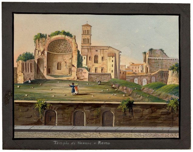 Italian School Artist, Veduta with Temple of Venus & Roma, Rome, Early ...