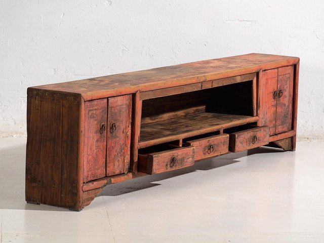 Antique TV Cabinet with Red Patina, 1900 for sale at Pamono