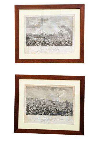 French Revolution Scenes, 19th Century, Engravings, Framed, Set of 2 ...