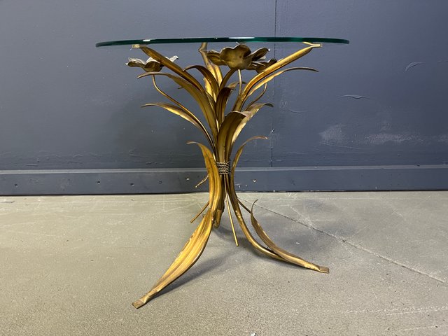 Vintage Gilt Metal Flower Side Table, 1960s for sale at Pamono