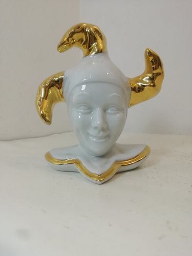White and Gold Ceramic Jester, 1960s for sale at Pamono