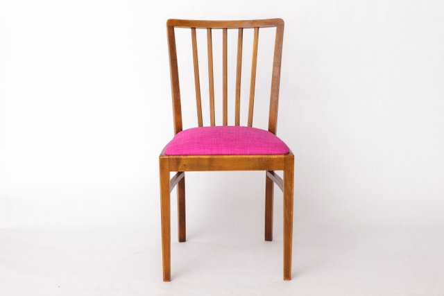 Vintage Modern German Chair in Beech Wood Magenta Upholstery, 1960s for ...