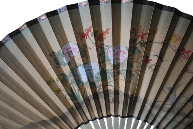 Large Japanese Fan with Lacquered Bone Guards for sale at Pamono