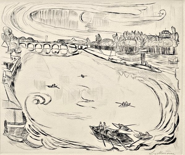 Max Beckmann, Mainlandschaft, 1918, Etching, Signed by Hand, Framed for ...
