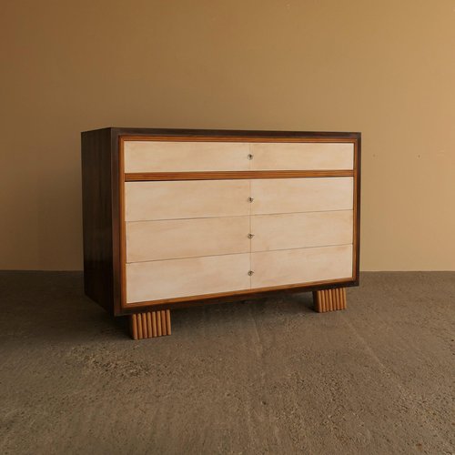 Fluted Parchment Reeded Drawers, 1950s for sale at Pamono
