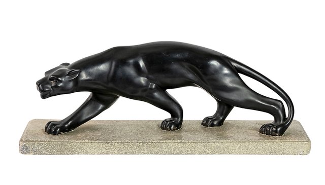 Italian Art Deco Plaster Panther Sculpture by S. Melani, 1930s for sale ...
