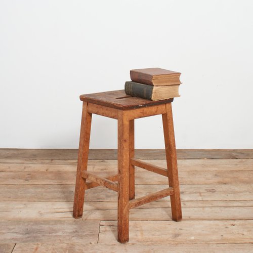 Vintage Wooden School Science Lab Stool for sale at Pamono