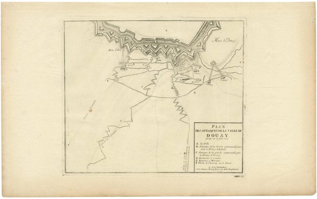 Attack Plan of Douay Fortress, France, 1710 for sale at Pamono