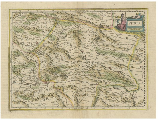 Antique Blaeu Map of Styria in Southeastern Austria, 1600s for sale at ...