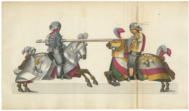 Heraldic Knights Charging in Contest, 1842, Paper for sale at Pamono