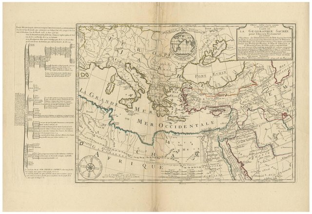 Moullart-Sanson Map of the Holy Land and Sacred Geography of the ...