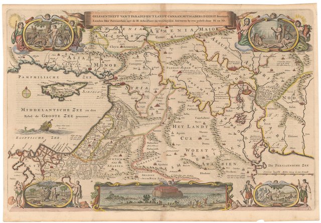 Mapa de sitios bíblicos desde el Paraíso hasta Canaán de Daniel ...