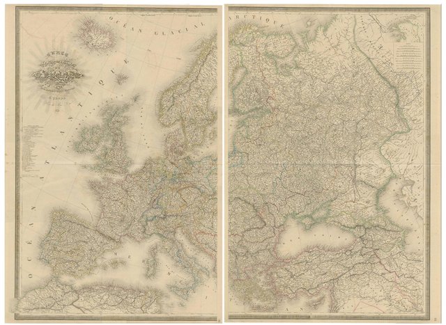 Maps of Europe by Andriveau-Goujon, 1849, Set of 2 for sale at Pamono
