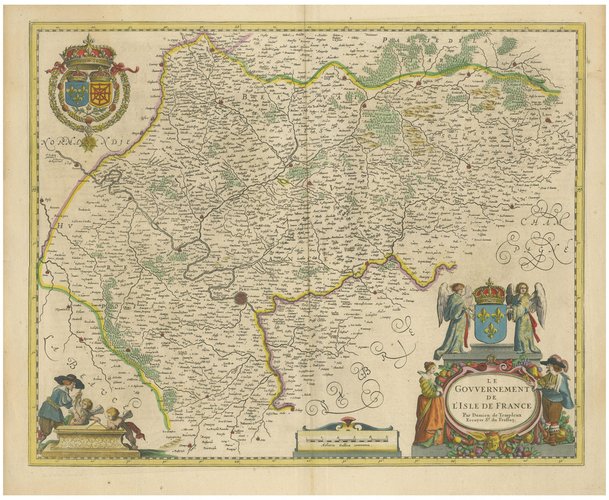 Map of Paris and Isle De France by Templeux, 1650 for sale at Pamono