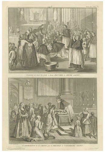 Maundy Thursday and Good Friday Rites, Catholic Engraving of Holy Week ...
