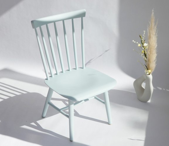 Mid-Century Modern Baby Blue Wooden Chair for sale at Pamono