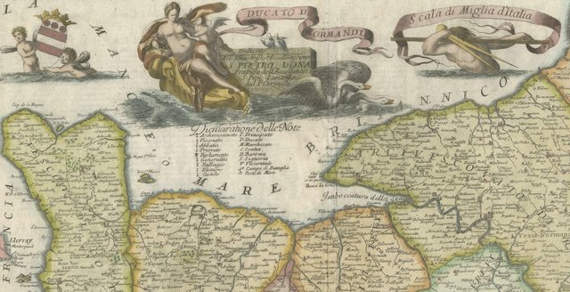 Antike Karte der Normandie in Frankreich von Enzo Mari bei Pamono kaufen