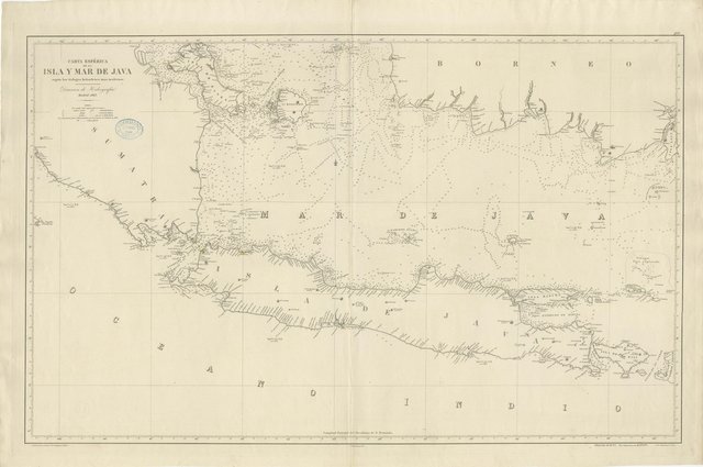 Large Chart of the Island and Sea of Java, 1863 for sale at Pamono