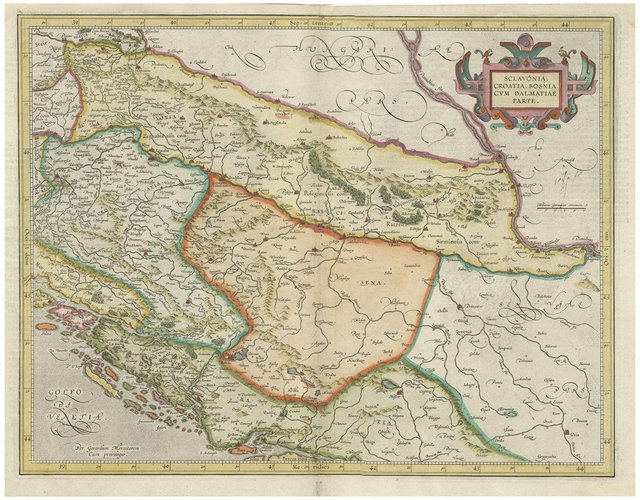 Eastern Balkans Map with Dalmatia, Croatia, Slavonia, Bosnia and Serbia ...