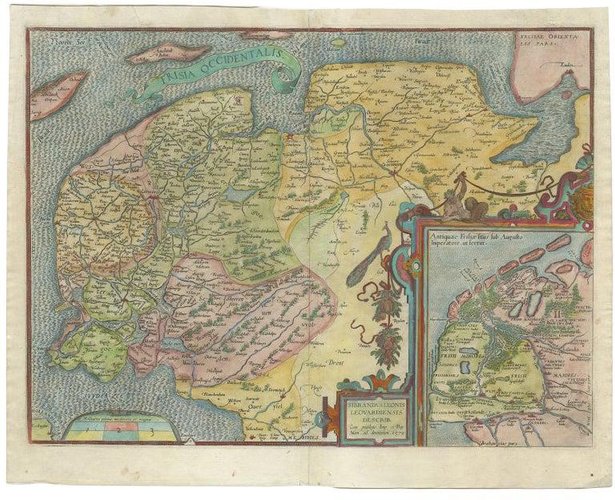 Antique Map of the Province of Friesland in the Netherlands, 1580 for ...