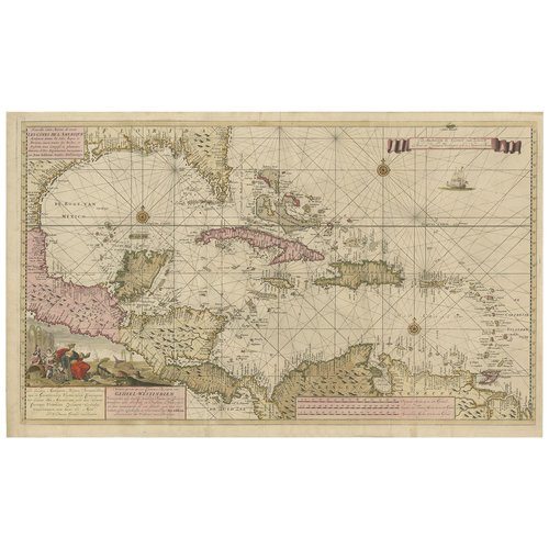 Engraving of a Map of Florida, 1728 for sale at Pamono