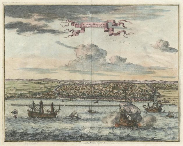 Birds Eye View of Banten or Bantam in Java, 1725, Paper for sale at Pamono