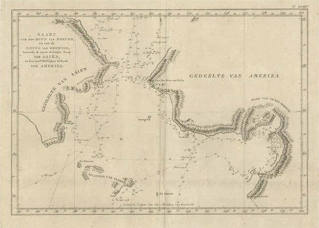Antique Copper Engraved Map of the Bering Strait by Captain Cook, 1803 ...