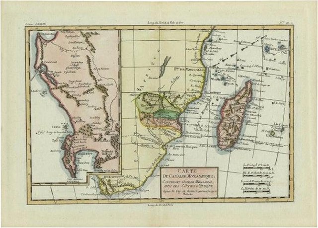 Antique Map of Mozambique and Cape of Good Hope with Kingdom Monomotapa ...
