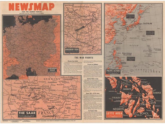 Antique Map of the War Situation in Europe and Asia, 1944 for sale at ...