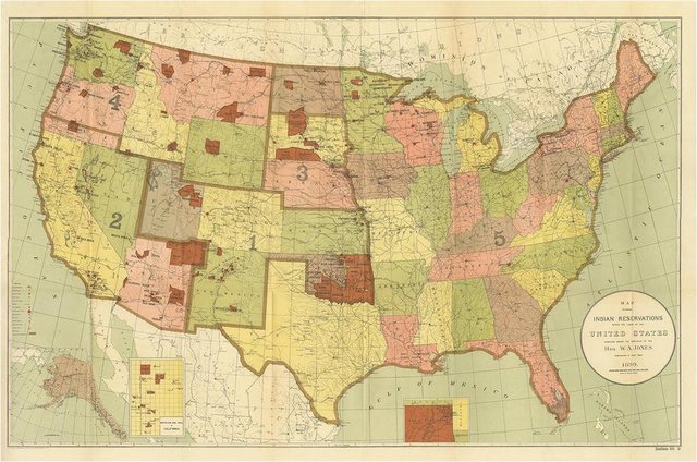 Antique Map of Locations of Native American Tribes, 1899 for sale at Pamono