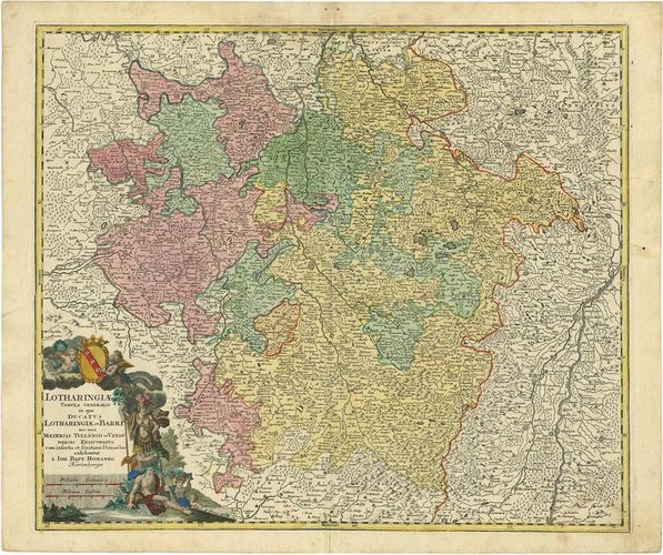 Antique Map of the Lorraine North-East France by J. B. Homann, 1720 for ...