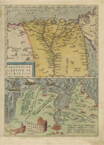 Antique Map of the Region Around the Nile and the City of Carthage by ...