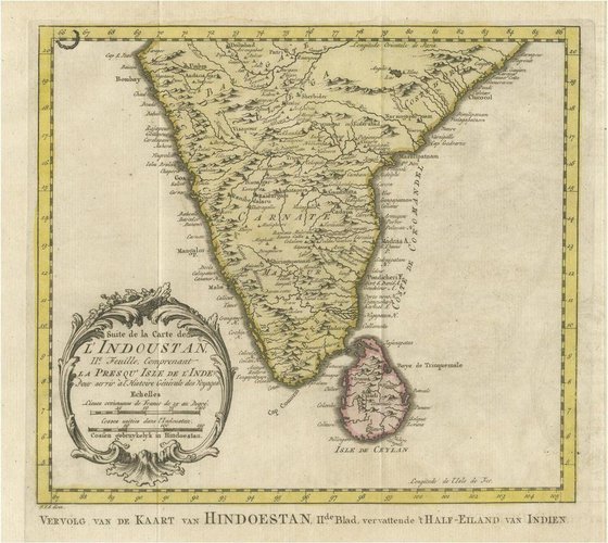 Antique Map of Southern India and Ceylon, 1757 for sale at Pamono