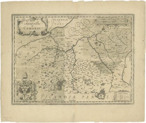 Antique Map of the Region of Cambrai in France, 1630 for sale at Pamono