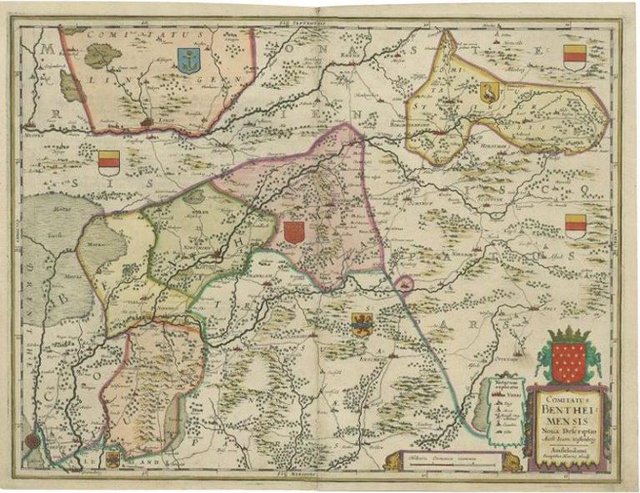Antique Map of Bentheim by Hondius, 1630s for sale at Pamono
