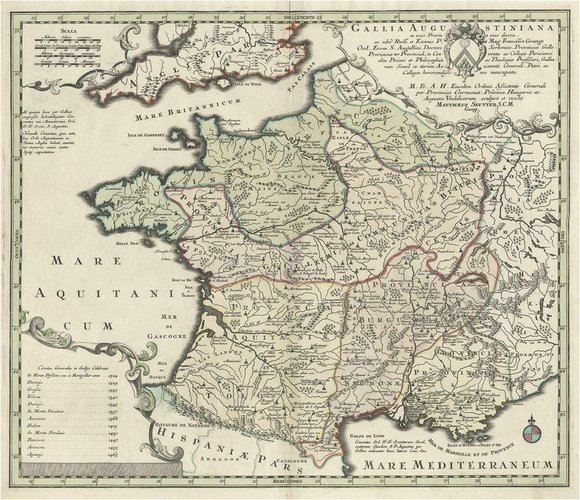 Large Antique Map of Gaul Under Roman Rule, 1760 for sale at Pamono