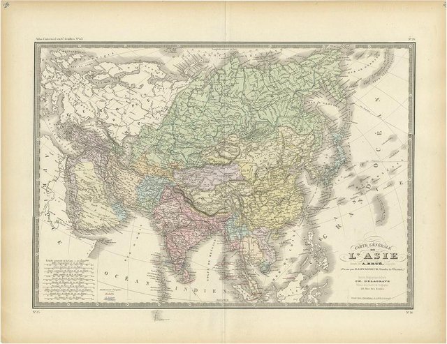 Antique Map of the Asian Continent by Levasseur, 1875 for sale at Pamono
